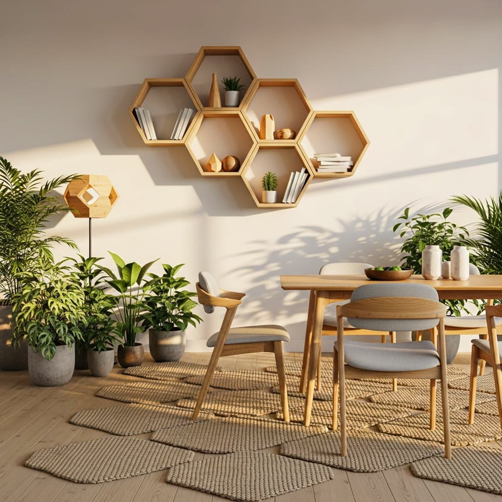 Honeycomb shelf "Little Witch" made of reclaimed wood | Sturdy hexagon ...